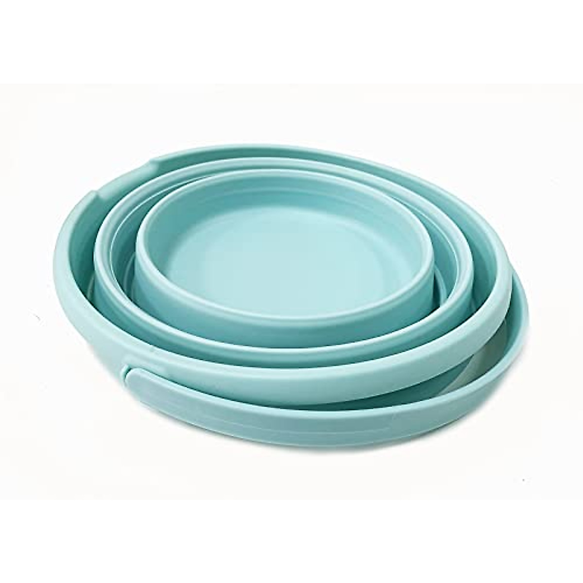 SAMMART 10L (2.6 Gallon) Collapsible Plastic Bucket - Foldable Round Tub - Portable Fishing Water Pail - Space Saving Outdoor Waterpot, Size 33cm Dia (1, Lake Green)