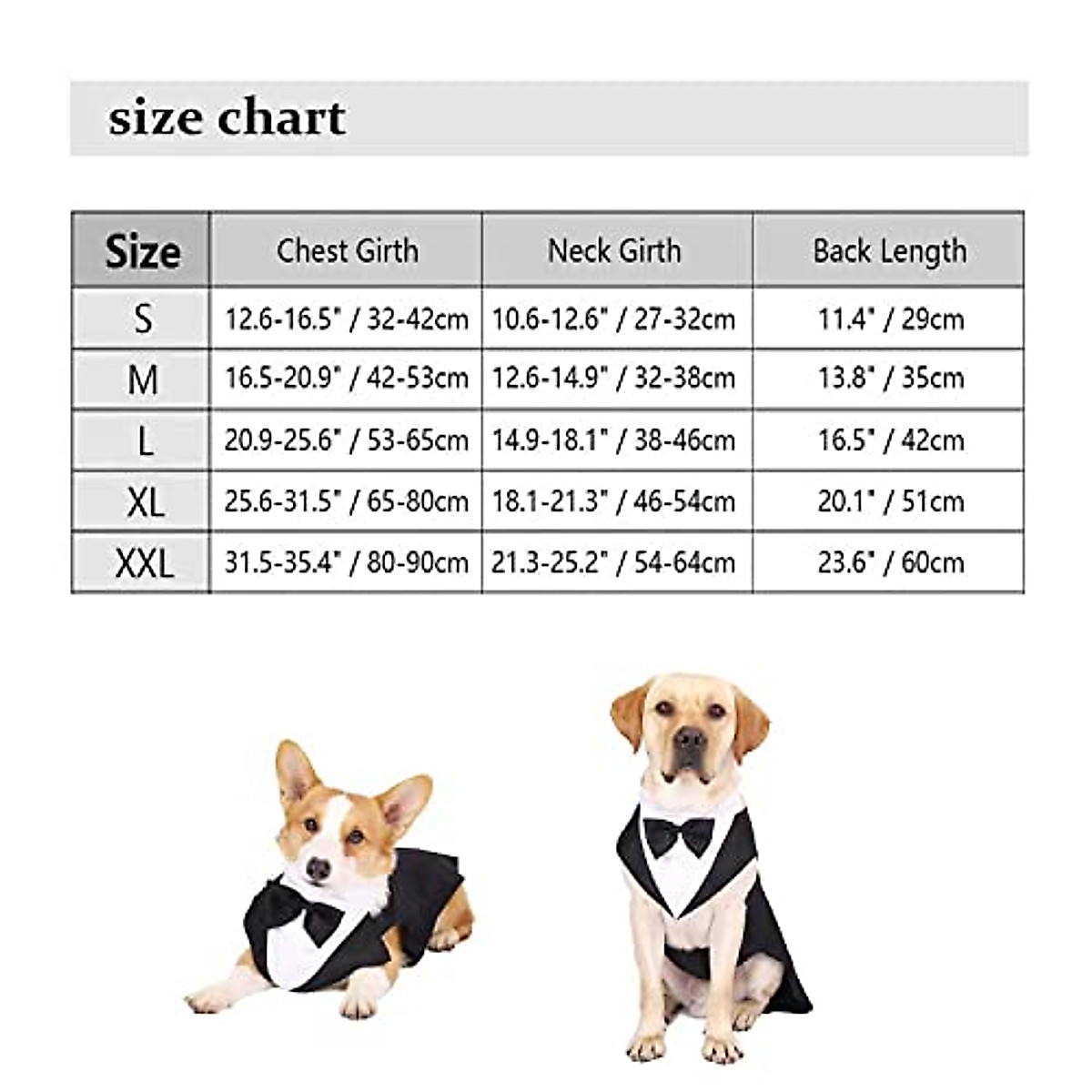 Dog Formal Tuxedo Suit, Dogs Tuxedo Costume Pet Wedding Party Outfit Suit, Dog Apparel Collar Bowtie Shirt for Large Medium Dogs Prince Golden Retriever Samo Bulldogs Tuxedo Outfit (Small)