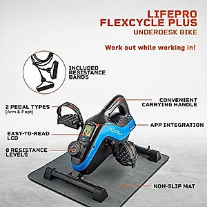Lifepro 3-in-1 Under Desk Bike Pedal Exerciser with Resistance Bands, Arm & Leg Mini Exercise Bike Desk Exercise Equipment, Foot Peddler Exerciser for Seniors, Desk Workout Compatible with Fitness App
