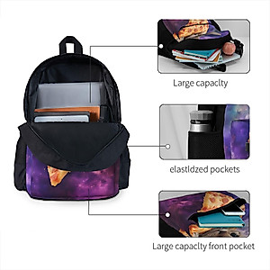 Galaxy Pizza Funny Cat Girls Backpacks School kids Bookbag Children Travel Shoulder Bag Casual Daypack 17 Inch Plus Laptop Bag for Unisex Teens Women Boys