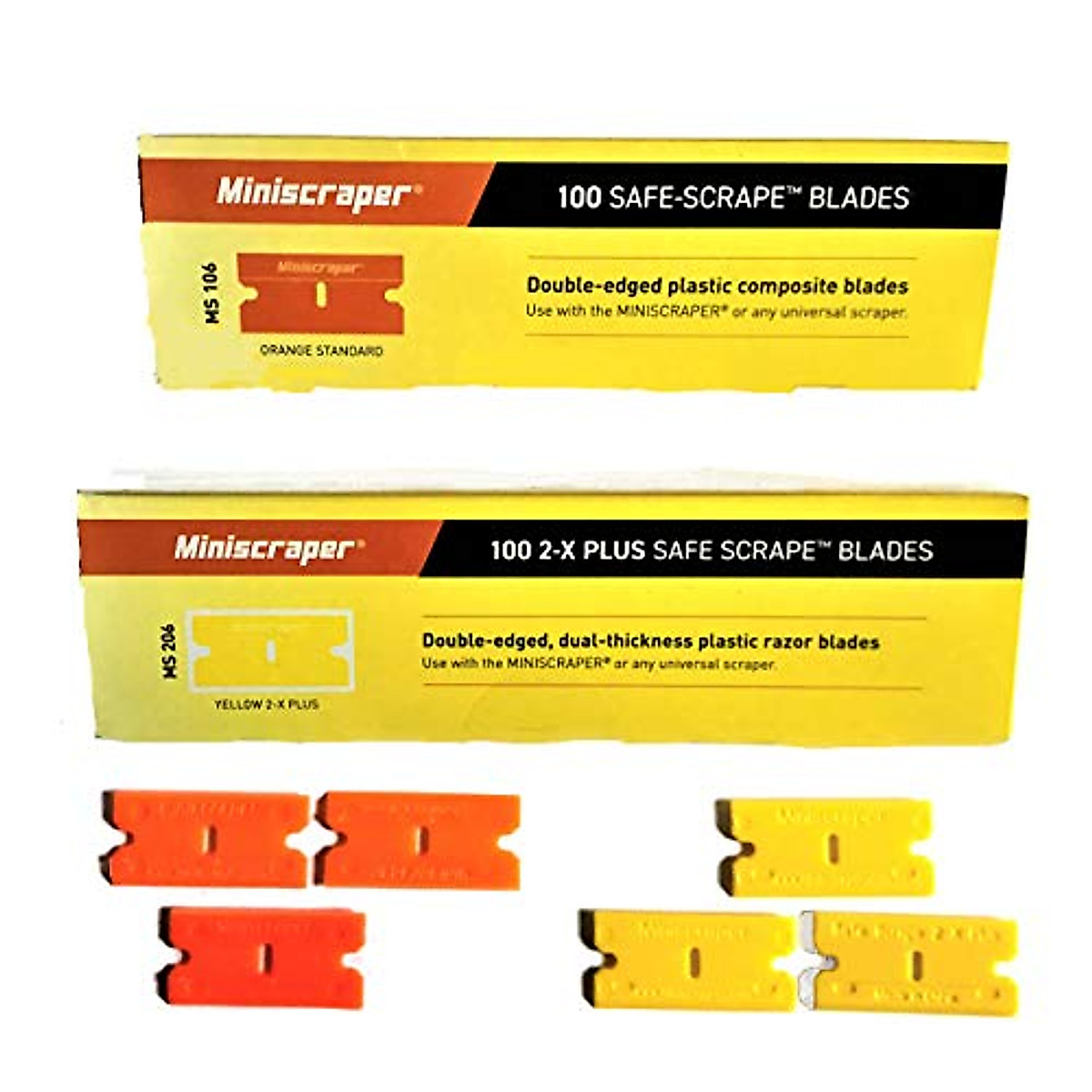 MiniScraper Double Edged Plastic Razor Blades 100 Pack MS 106 and MS 206