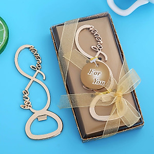 Yuokwer 40 PCS Gold Love Forever Beer Bottle Opener for Wedding Party Favor with Tag and Exquisite Packaging,Wedding Souvenir for Guests Party Supplies Gift & Decorations (Infinite Love,Gold 40pcs)