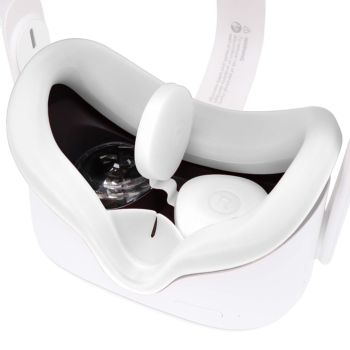 VR Face Silicone Cover Mask Combo with Protective Lens Cover for Quest 2 Headset Face Pad Cushion Accessories Set Sweatproof Lightproof by X-super Home (White, Quest 2)