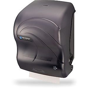 San Jamar Oceans Mechanical Towel Dispenser with Wall Mount for Public Restrooms, No Batteries Required, Translucent Black Impact-Resistant lastic