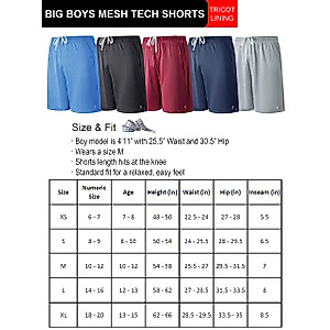5 Pack Boys Athletic Shorts Mesh Basketball Youth Apparel Kids Sports Active Gear with Pockets (Set 1, Large)
