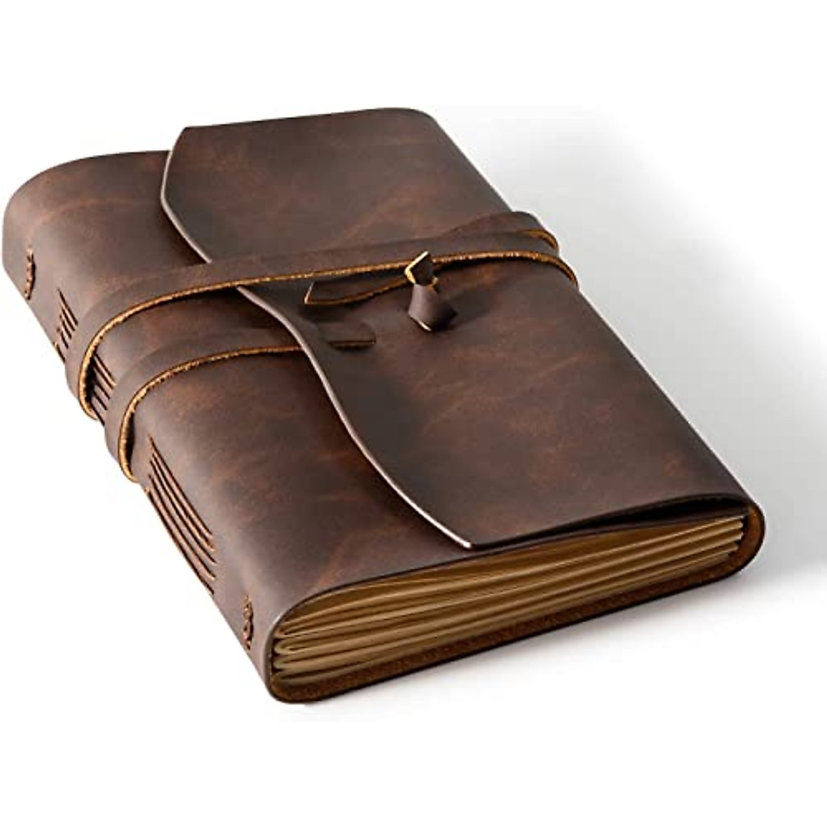 RILIHO Leather Journal Notebook - 5x7 inches Genuine Leather Bound Journal Handmade Vintage Journal For Man and Women - Brown Writing Journal,Gifts For Man Travel Journal 240 Page