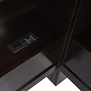 BestLM Wood Twin Size Daybed Floor Bed with Storage Cabinets and USB Ports for Kids Teens Boys Girls, Espresso