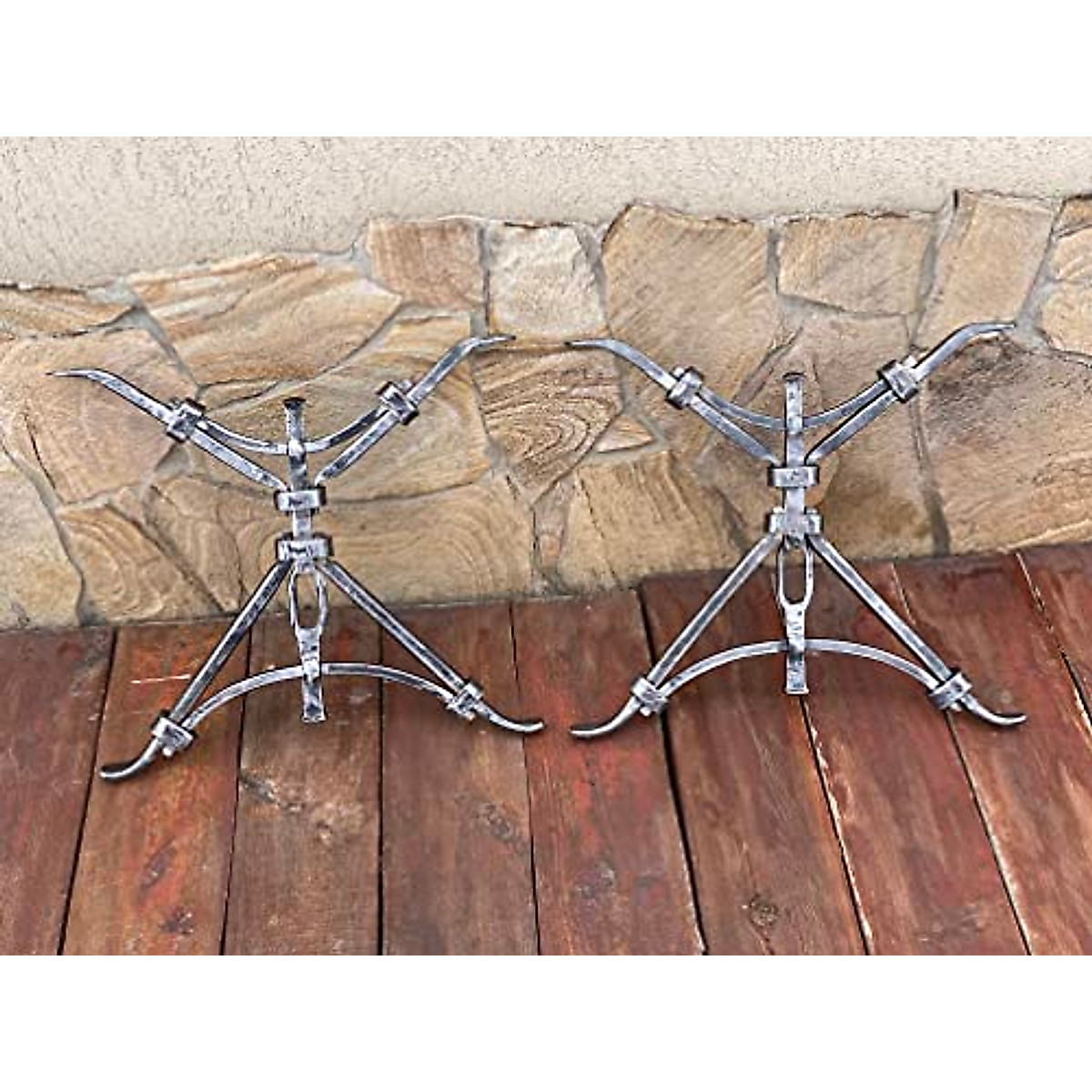 A set of 2 table legs, hand forged table legs
