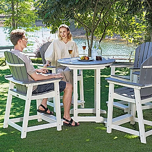 OTSUN Outdoor Tall Adirondack Chairs Set of 2, Patio Bar Stool Chair with High Back, 400lbs, Widened Arms, All-Weather Balcony Chair for Backyard, Garden, Yard - Light Grey