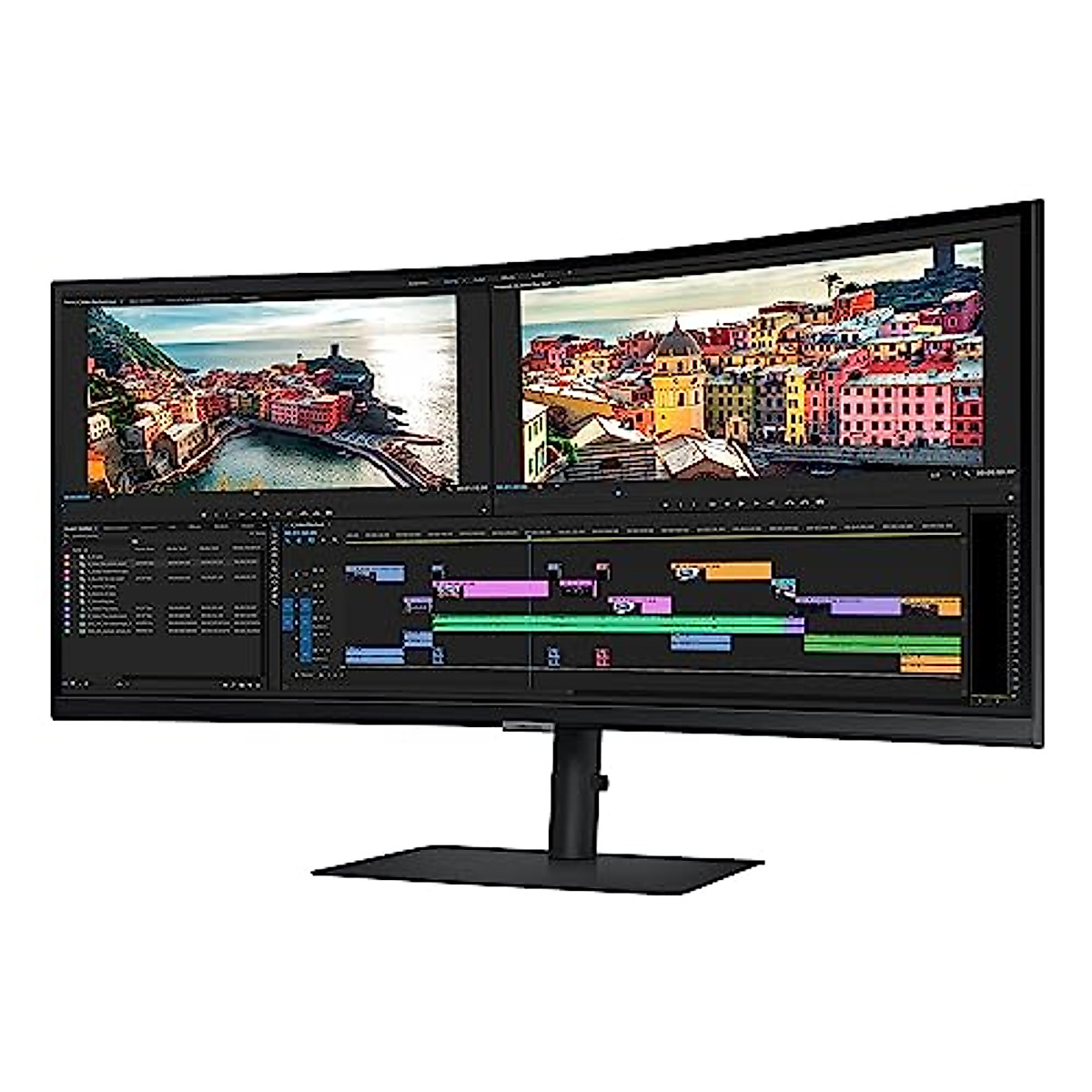 SAMSUNG 34” ViewFinity S65UA Series Ultrawide QHD Curved Monitor, HDR10, 100Hz, 350 nit, USB- C, Adjustable Stand, Intelligent Eye Care, LS34A650UBNXGO, Black