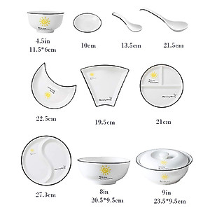 Dinnerware Set for 8 People Porcelain Tableware Dinner Sets White Plates and Bowls Sets Square Soup Dessert Plates Service Restaurant Kitchen and Family Party Use (Color : Package 4) (Package 1) (Pa