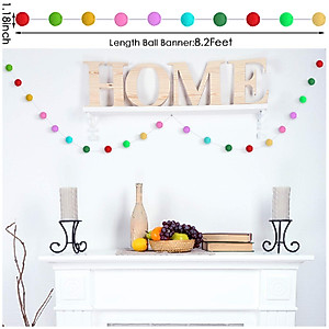 4 Pieces Colorful Garland Banner Felt Balls Garland Tassel Triangle Flags Light Bulb Banners for Christmas Holiday Wedding Party Wall Decorations