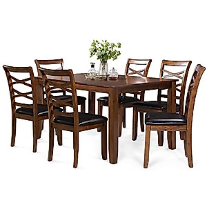 Dining Table Set for 6, Kitchen & Dining Room Sets, Rubber Solid Wood, 60''L × 36" W