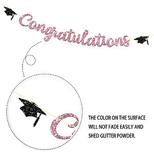 Congratulations Banner, High School/College Graduation Party Decoration, Congrats Grad Sign, Finally Done, Happy Graduation Party Bunting Decor for Boys Girls, Pink Glitter