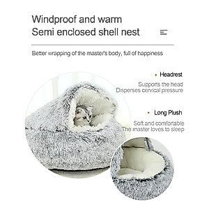 Lapcatz Nest Bed, Lapcatz Bed, Lap Catz Nest Bed, Semi Enclosed Pet Nest, Covered Warm Cat Bed, Cat Beds for Indoor Cats Cave and Calming Dog Beds, Removable Washable Non Slip Bottom (Gray, 23.6in)