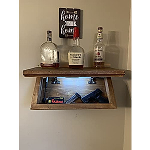 Stow Shelves Hidden Gun Shelf with Concealed Trap Door with RFID & Bluetooth Lock Natural Wood 23 X 11.5 X 4 23W X 11.5D X 4H 2412R-AB 2412R-AB