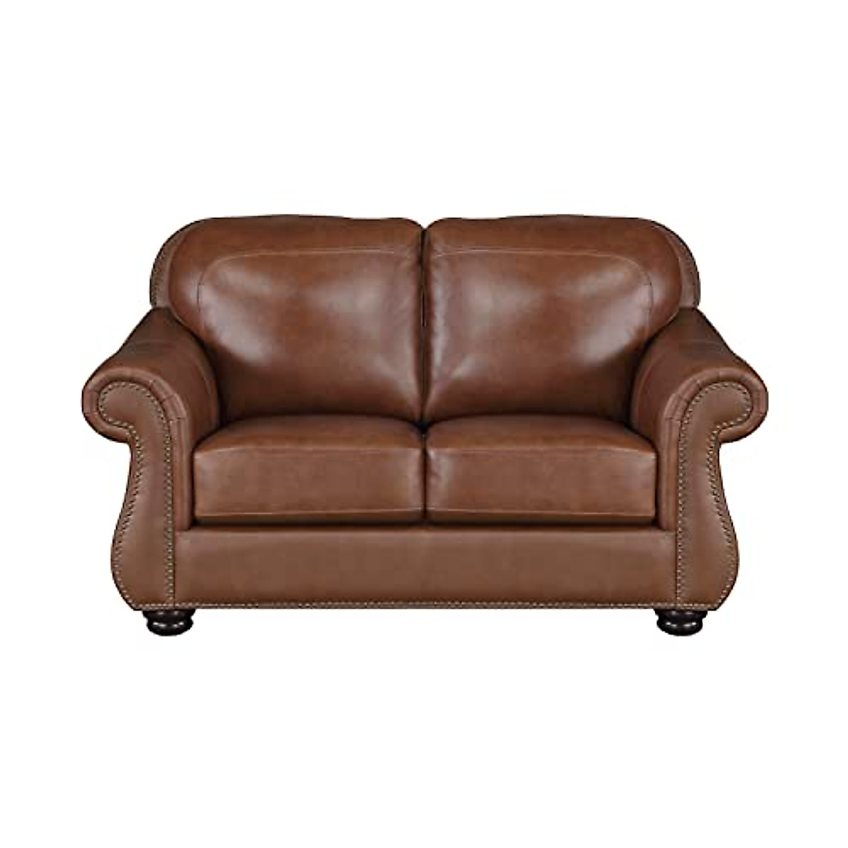 Lexicon Guthrie Leather Match Living Room Loveseat, Camel Brown