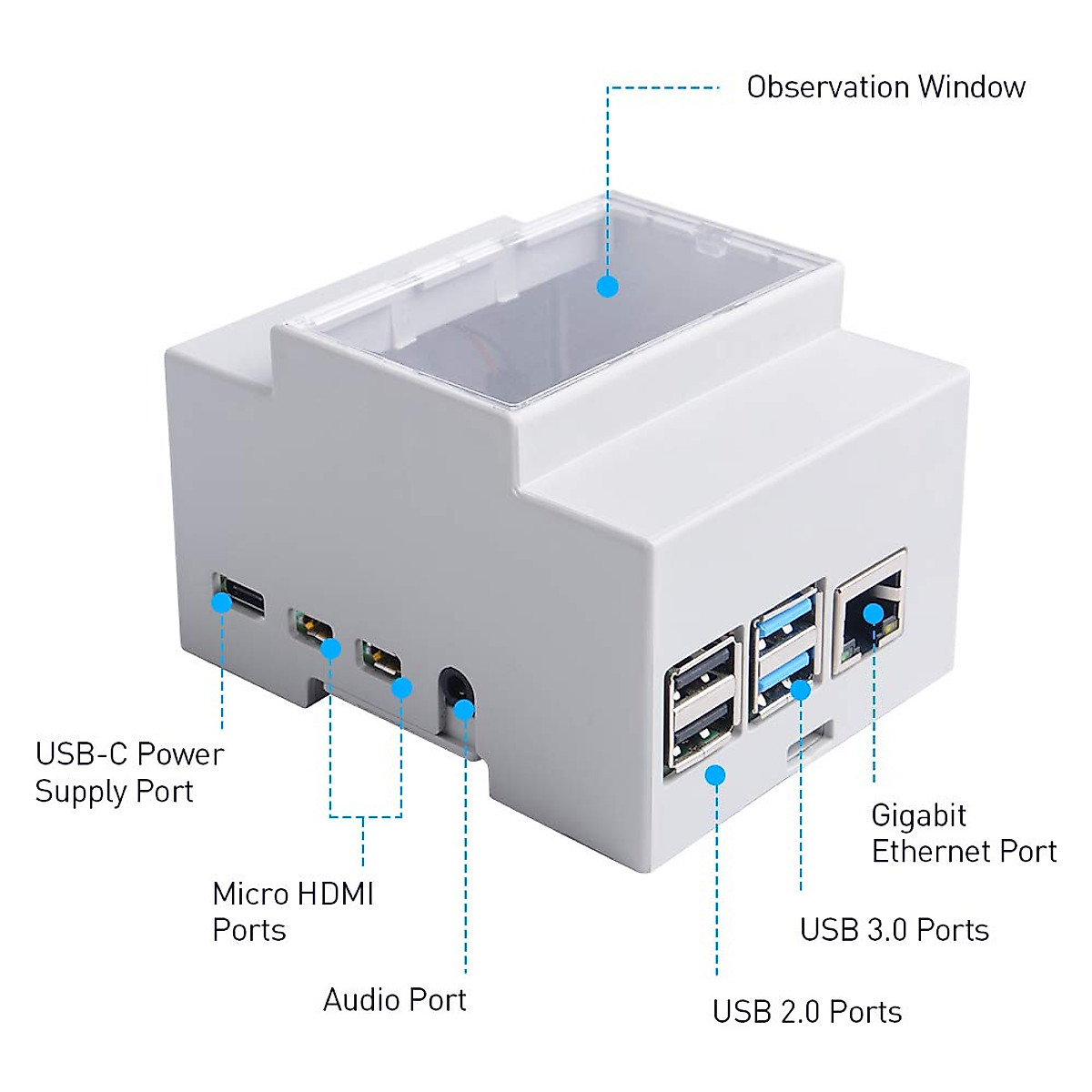 GeeekPi Case for Raspberry Pi 4, DIN Rail Case with Fan for Raspberry Pi 4, Modular Box for Electrical Panels, Pi 4 Heatsinks for Raspberry Pi 4 Model B