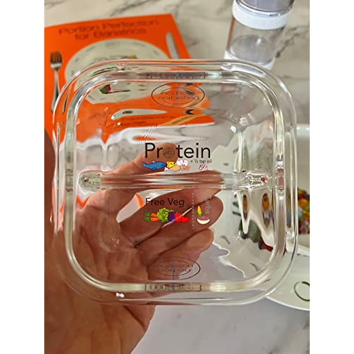 Portion Perfection Bariatric Food Containers / Meal Prep Containers/Lunchbox/Heat-proof Glass Portion Control Container 3pk, For Aiding Balanced Diet after Gastric Sleeve, Bypass| Bariatric Surgery Must Haves