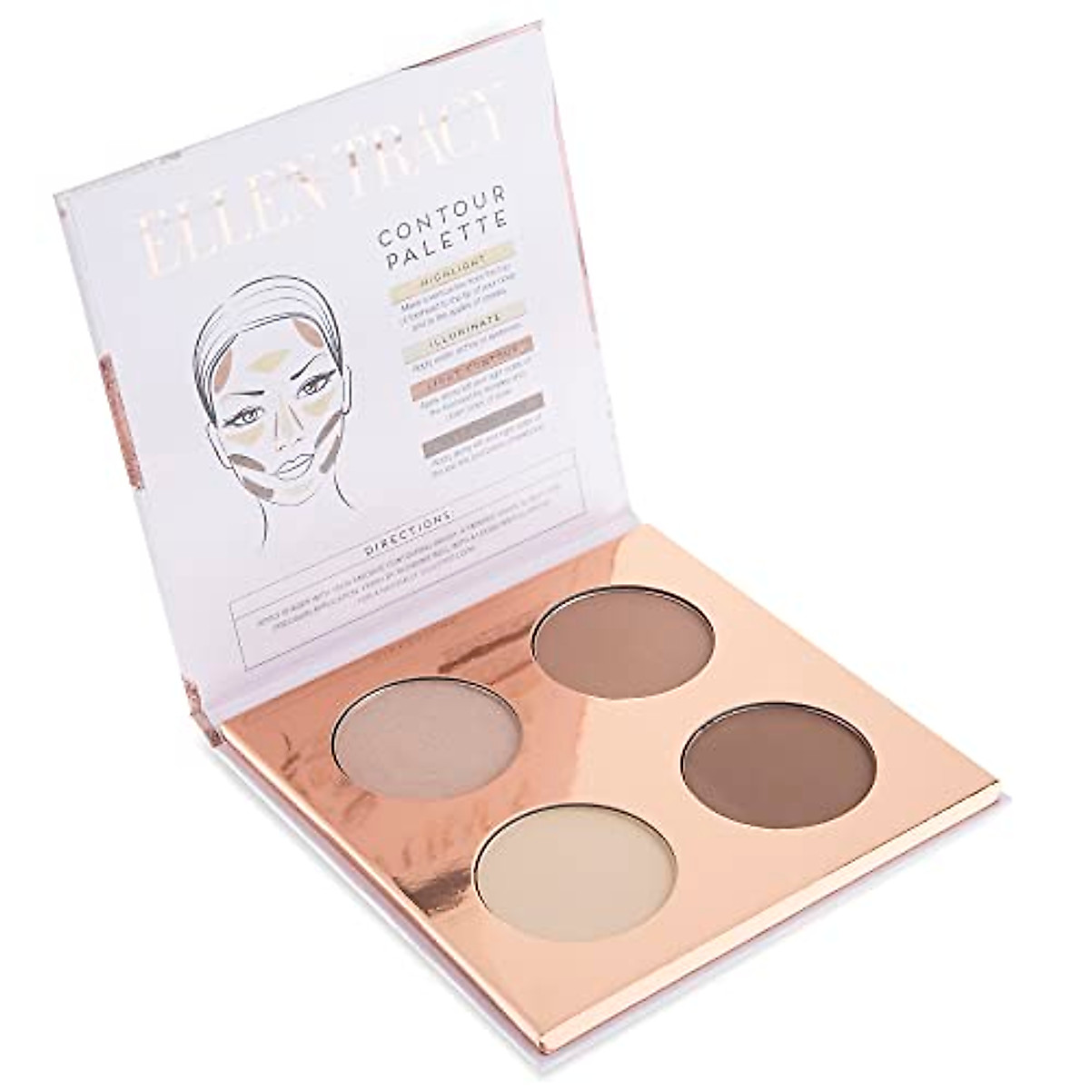 ELLEN TRACY Contour Palette, Full Coverage, Highlight, Illuminate, Light Contour and Dark Contour, Contour Makeup Palette for Women and Girls