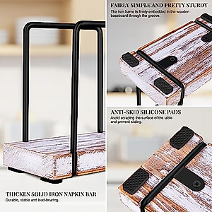 Napkin Holder for Table, Wooden Metal Standing Napkin Holders for Paper Napkins, Farmhouse Napkin Holder for Kitchen Dining Tables Rustic Letter Holder Tissue Paper Towel Holder for Kitchen Décor