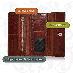 Mauzari Sydney Genuine Leather Women's Wallet — Tooled Floral Design