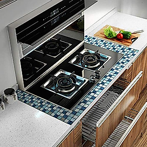 60 PCS Mosaic Wall Tile Stickers, DIY Self Adhesive Waterproof Sticky Wallpaper, Kitchen Bathroom Tile Wall Art Decals Home Decoration 10 x 10 cm (008)