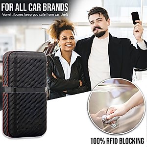 VONETTI Alpha Shield CARBONE - Premium RFID Signal Blocker Box - Smart Car Key Faraday Signal Protector, Keyless Go RFID Blocking Case, Crypto Wallet Safe Box, Signal Blocker Faraday Tin (Black)