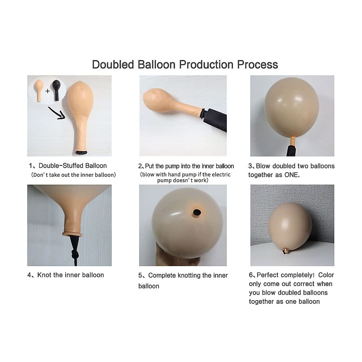 MYDECORBL Double Stuffed Balloon Combination Dusty Blue-Grey Doubled Sand Grey Doubled Sand Cream Peach Doubled White Natural Sand Balloons for Baby Shower Birthday Wedding Party Decoration