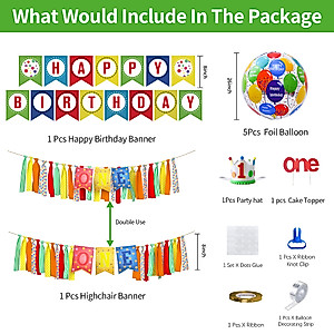 HYOWCHI Sesame Friends 1st Birthday Party Supplies - Sesame Theme First Birthday Decorations, Balloon arch, Highchair Banner, Crown, Banner, Topper, Cartoon Sesame One Year Old Birthday Supplies Decor