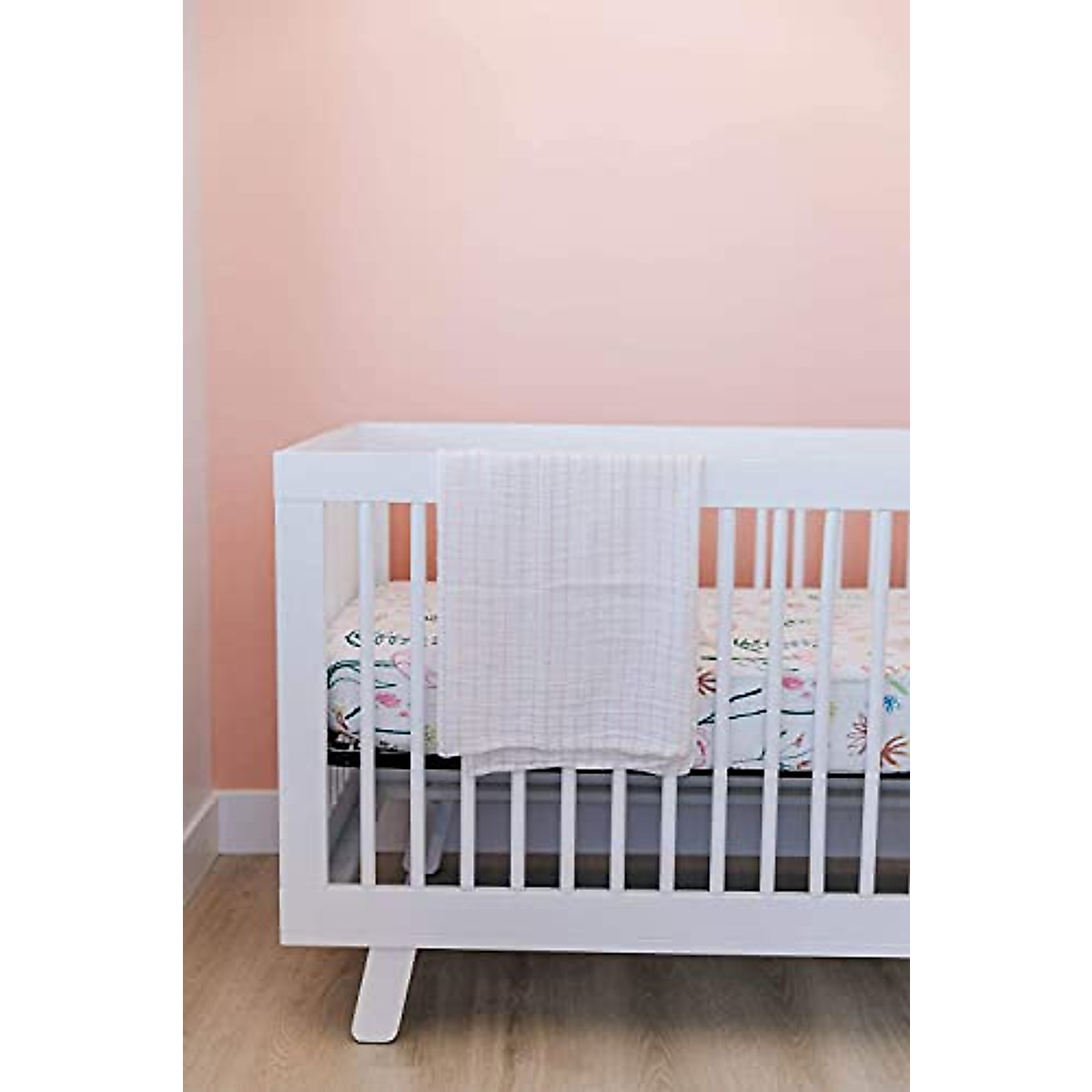 Red Rover Kids All-Cotton Muslin Fitted Crib Sheet- 52”x 28”x 9”- 100% Cotton – Machine Washable – Lightweight & Breathable – Playful Designs – Nursery, Crib, Bed – Unisex (Pastel Petal)