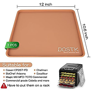 3PCS Silicone Dehydrator Mats with Edge, Silicone Sheets Compatible with Cosori CP267-FD, Non Stick Silicone Dehydrator Mats for Fruit dryer mesh (12" x 10.6")
