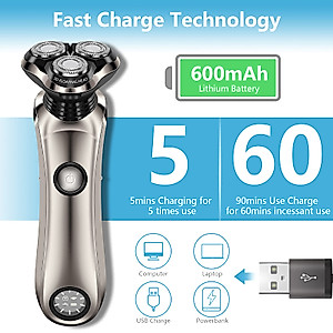 XMOX Rechargeable Mens Shaver with Stand for Clean Sterilization, Wet/Dry Electric Shaver with Pop-up Trimmer, IPX 7 100% Waterproof, LCD Battery Display, 4D Pivot Flex Heads