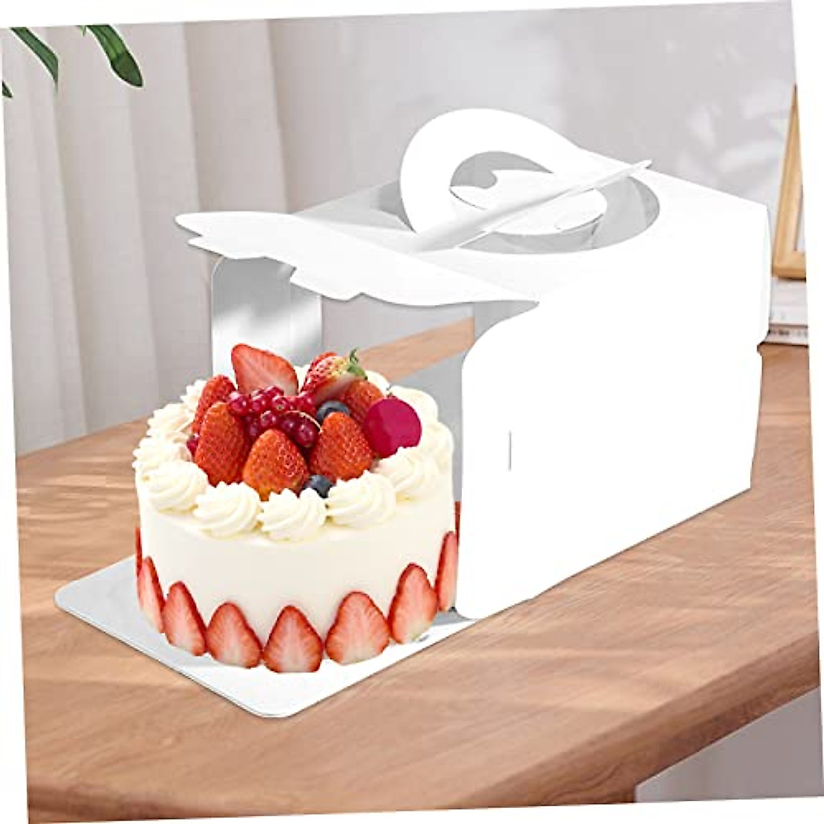 NOLITOY 20 Pcs Portable Cake Box Cake Case Wedding Cake Stand Cupcake Containers Cupcake Holder Cake Carrier with Lid and Handle Single Cupcake Cardboard White Open The Window Packing Box