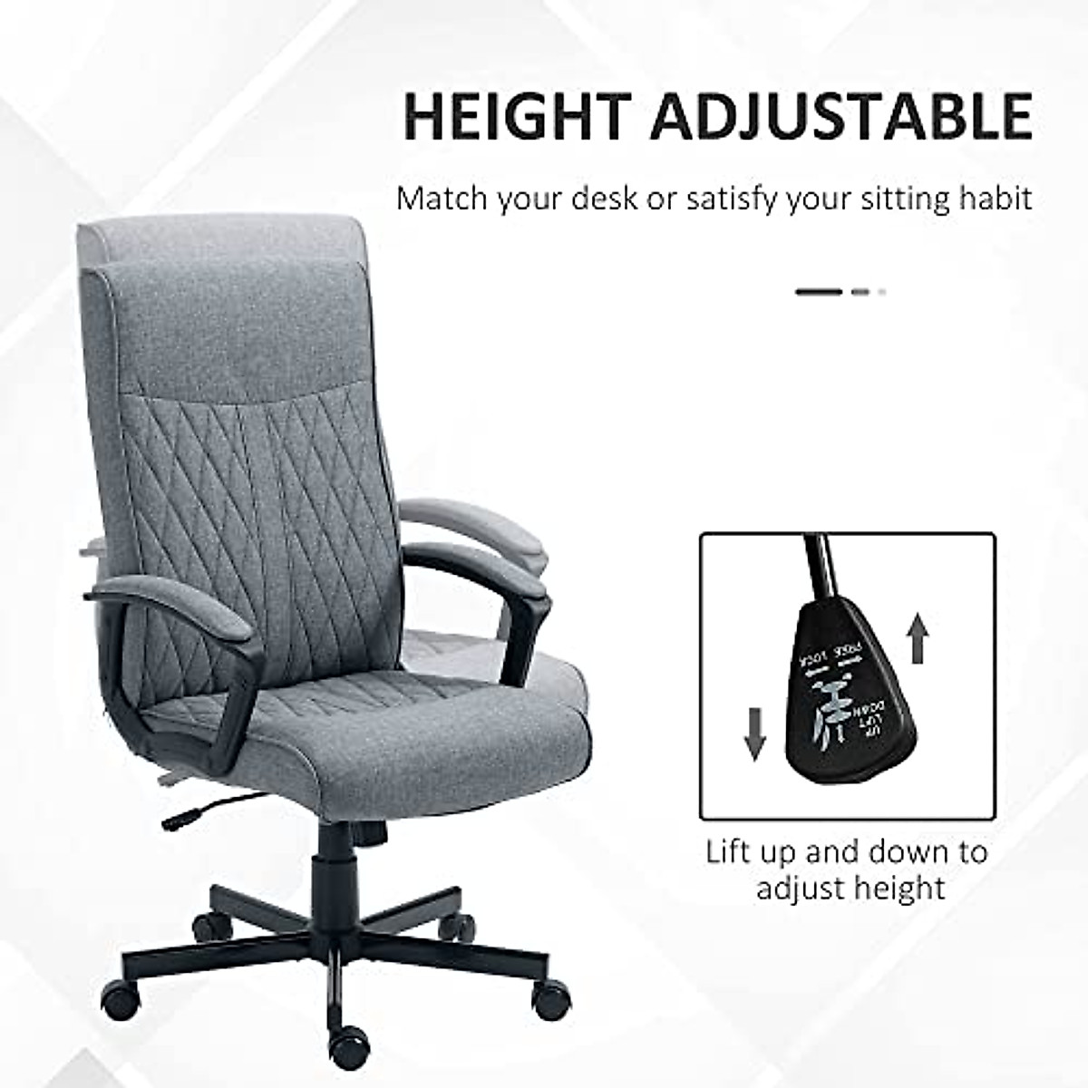 Vinsetto High-Back Home Office Chair, Computer Desk Chair with 360 Degree Swivel, Adjustable Height and Tilt Function, Dark Grey