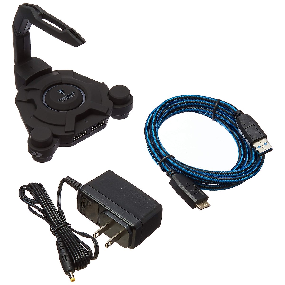 Narfi Gaming Mouse Bungee Stand - Blue LED - 4 Port USB 3.0 Hub with Active Power - AC 5V Power Adapter Is Included - PC; Mac; Linux