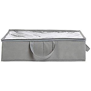 Amazon Basics Under Bed Fabric Storage Container Bags with Window and Handles - 2-Pack, 30.2 x 20 x 5.7 Inches, Gray
