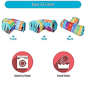 Guinea Pig Tunnel-HOMEYA Guinea Pig Hideout,Collapsible 3 Way Hamster Play Tubes with Fleece Forest Curtain,Small Animal Pet Toys and Cage Accessories for Rabbit Bunny Ferret Rat Hedgehog