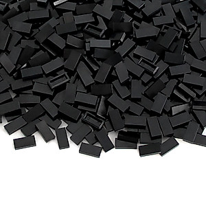 Black 1×2 Tile ×700 Parts and Pieces Flat MOC Bricks, Bulk Building Blocks for Smooth Surface Wall Floor, Toy Accessories Compatible with Major Brands