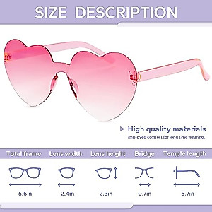 FUNUPUP 12 Pairs Heart Shaped Sunglasses Bulk Rimless Heart Shaped Glasses for Women Bachelorette Party