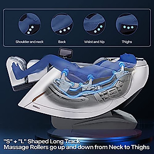 iRest 2023 4D Massage Chair Recliner System, Zero Gravity Shiatsu Massager with AI Voice Control, SL Track, Heating, Touch Screen, Quick Access Buttons (Beige)