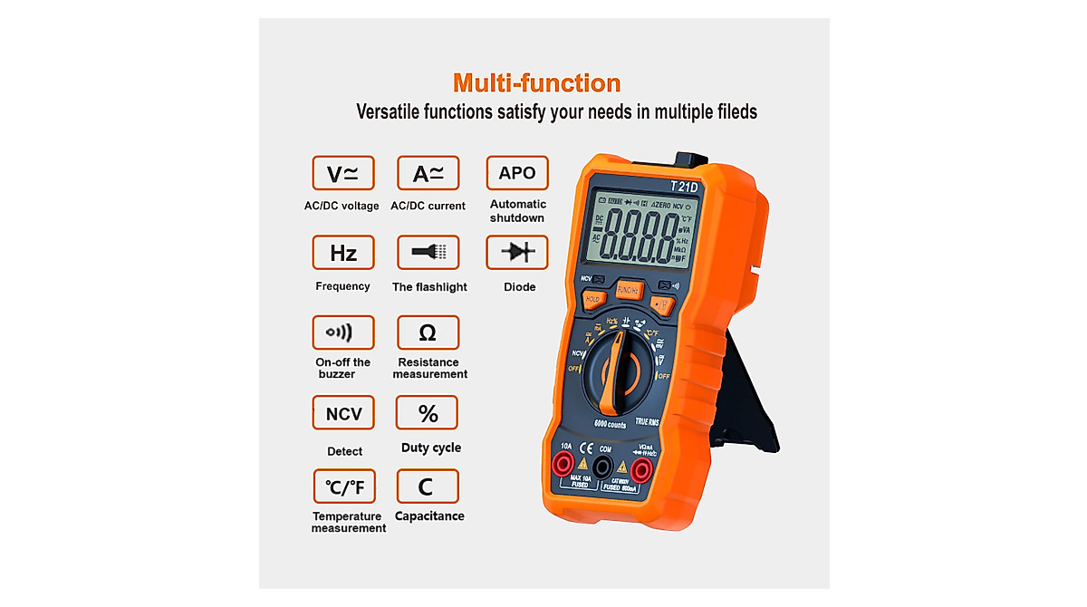 TRMS 6000 Counts Digital Multimeter - DEASOMIYE T21D