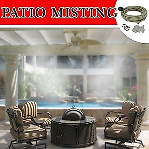 Patio Misting Kit - Pre- Assembled Misting System - Cools temperatures by up to 30 degrees - Brass/Stainless Steel Mist Nozzles - For Patio, Pool and Play areas (36 ft - 8 Nozzles)