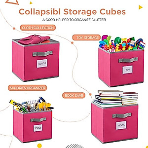 JNCHOICE Storage Cubes 2 Packs Folding Thicker Fabric Storage Bins Basket for Closet Shelf Cabinet Bookcase - Pink