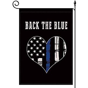 YaoChong Back The Blue Garden Flag,Police Thin Blue Line Heart Black Lives Matter Flag Vertical Double Sided 12.5x18 Inch,Black Civil Rights Love is Love Rustic Farmland Holiday Burlap Outdoor Décor