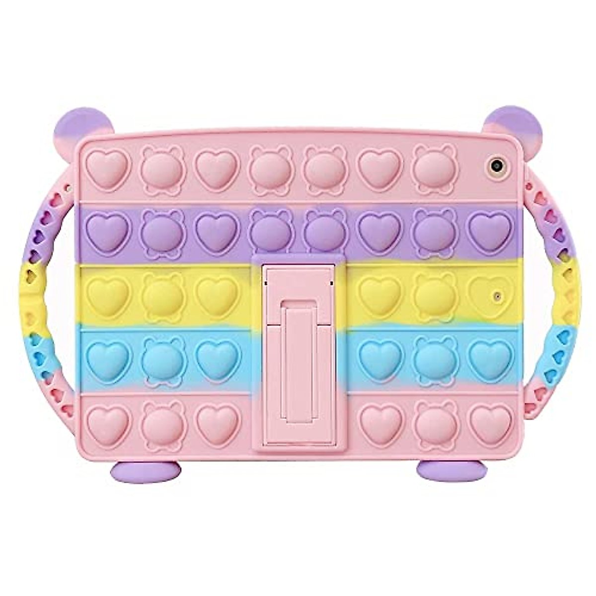 Case for Samsung Galaxy Tab A8 10.5 2021 X200/X205, Soft Silicone Rainbow Pattern Tablet Case with Lanyard with Built-in Foldable Kickstand Shockproof Cover Case