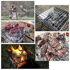 Campingmoon Foldable BBQ Grill, Portable Charcoal Grill, Stainless Steel Wood Burning Stove, Barbecue Cooking Stove for Outdoor/Garden/Camping/Picnic/Party (X-MINI)