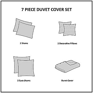 Urban Habitat Duvet Set 100% Cotton Jacquard, Tufts Accent, Shabby Chic All Season Cover for Comforter, Matching Shams, Decorative Pillows, King/California King (104 in x 92 in), Blush/Ivory 7 Piece