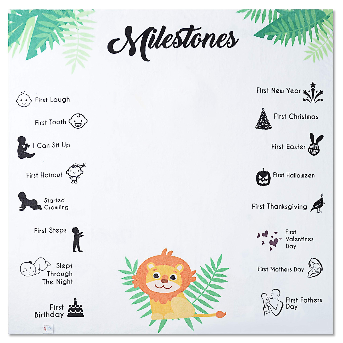 Monthly Baby Milestone Blanket - Double Sided Soft & Smooth Fleece | Baby Milestone Blanket Boys & Girls | Baby Photo Props with Frame & Leaf Wreath |