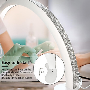 KMLSHLL Half Moon Nail Desk Lamp, Moon Lamp for Nails Lamp Light with Stepless Dimming and 3 Color Temperature